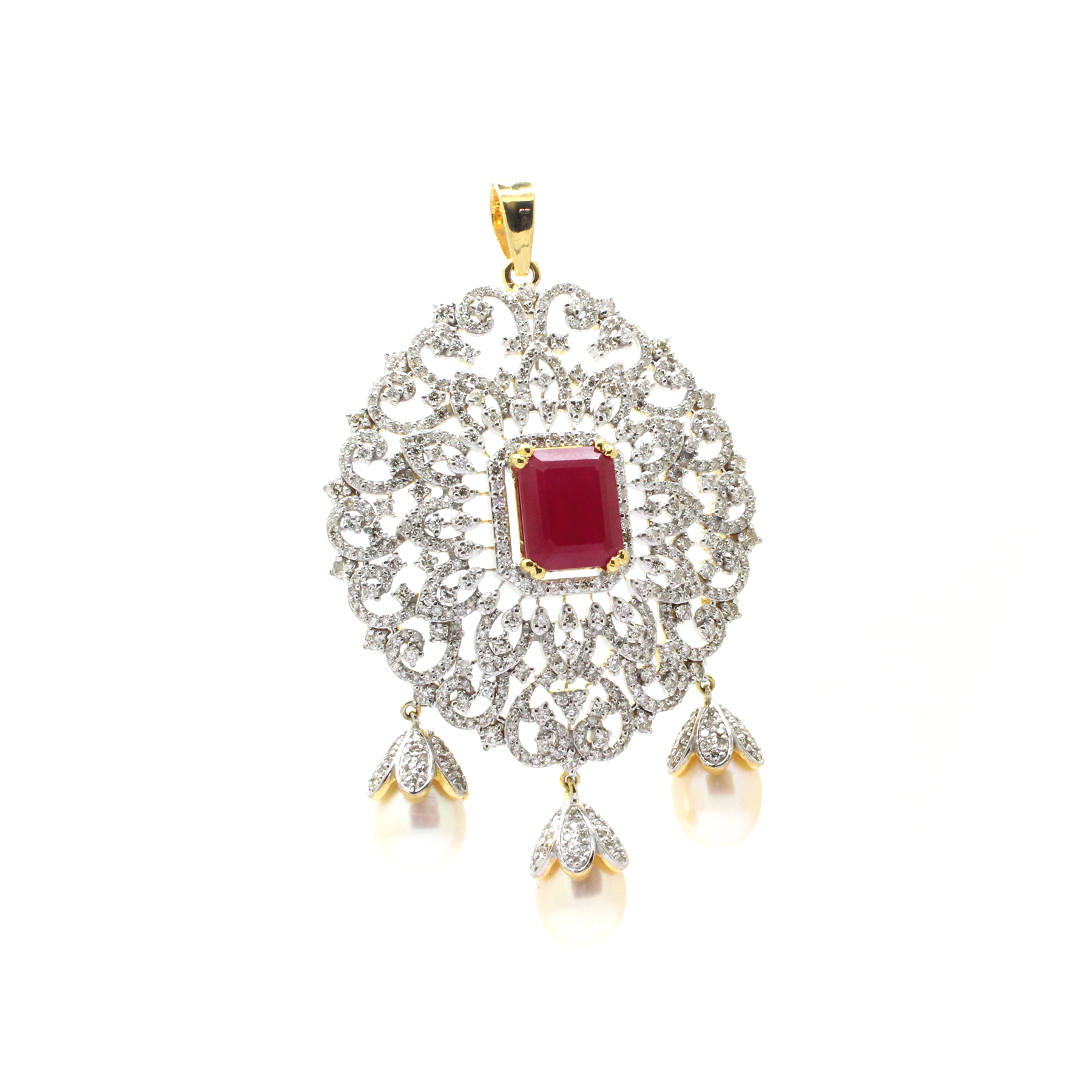 Diamond Ruby & Pearl Locket – Gahana Online