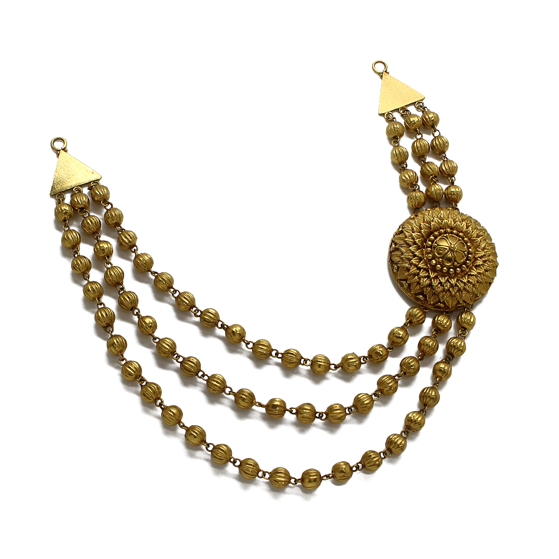 22K Gold Antique Ball Necklace/Chandrahar – Gahana Online